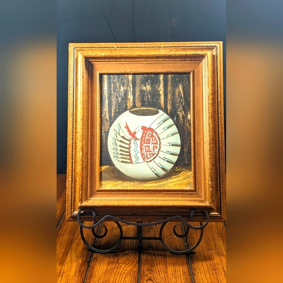 None | Art | Original Painting Of Southwest Pottery Framed Medium Sized ...